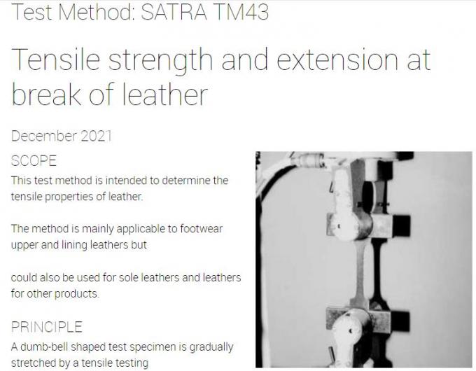 SATRA Test Standard for Footwear - Partial Test on Tear Strength